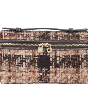 Loro Piana Extra Pocket L19 Andre Tweed Gold Hardware With Two Straps