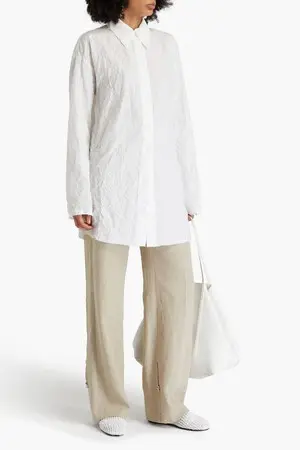 RÓHE Frayed Crinkled Poplin Shirt