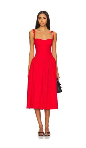 MORE TO COME Theresa Midi Corset Dress - Red