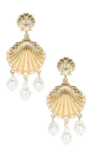 8 Other Reasons Pearl Shell Dangle Earrings - Gold