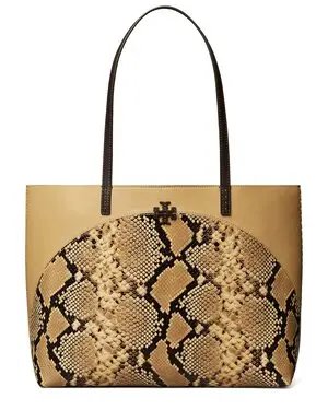 Tory Burch Tory Burch Mcgraw Snake-Embossed Leather Tote - Brown