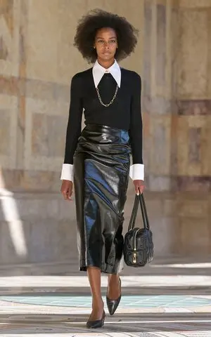 Gabriela Hearst Manuela Leather Midi Skirt