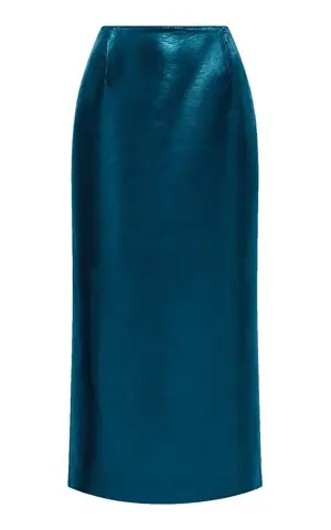 Gabriela Hearst Manuela Leather Midi Skirt - Blue