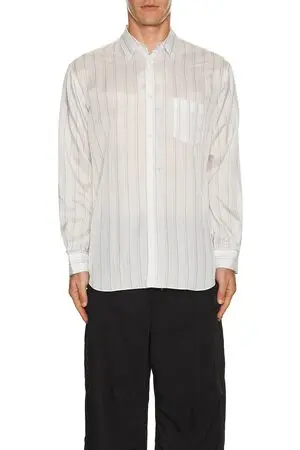 Comme Des Garçons Yarn Dyed Cupra Stripe Shirt In White