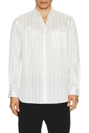 Comme Des Garçons Yarn Dyed Cupra Stripe Shirt In White