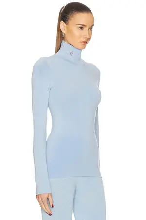 Perfect Moment Thermal Roll Neck Top - Bluebird Blue