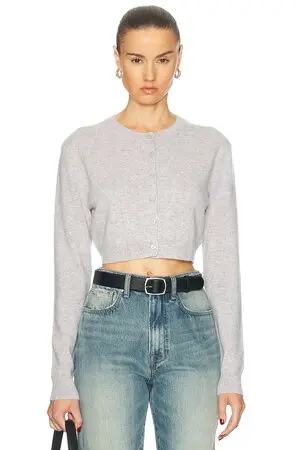 Enza Costa Cashmere Fitted Cardigan - Heather Grey