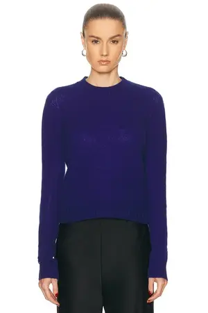 Enza Costa Cashmere Long Sleeve Crewneck Sweater - Cobalt