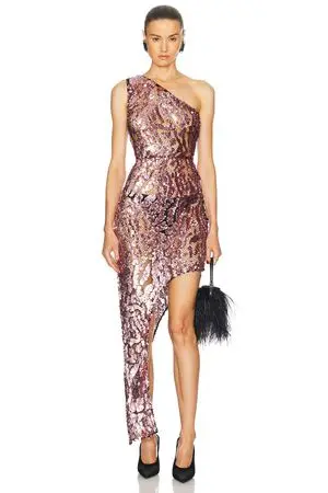 Lapointe Sequin One Shoulder Dress