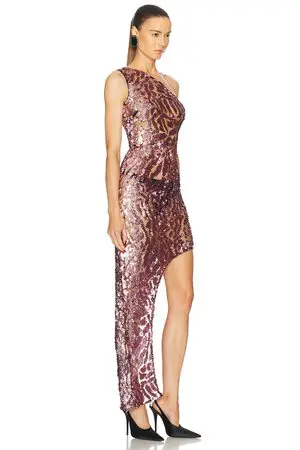 Lapointe Sequin One Shoulder Dress