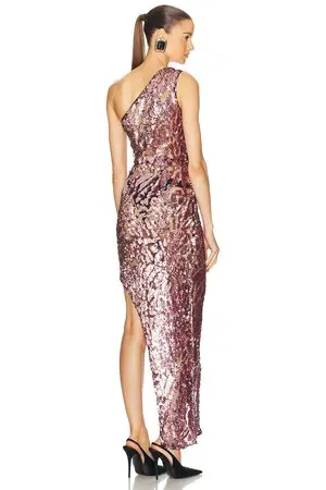 Lapointe Sequin One Shoulder Dress