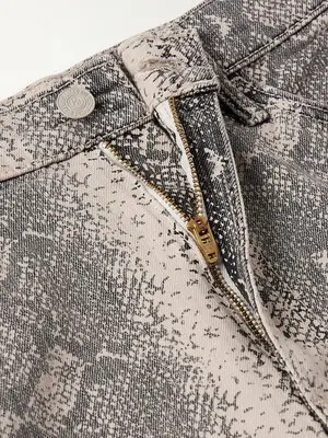 MOTHER The Hustler Cropped Snake-print Flared Jeans