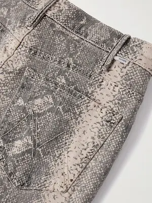 MOTHER The Hustler Cropped Snake-print Flared Jeans
