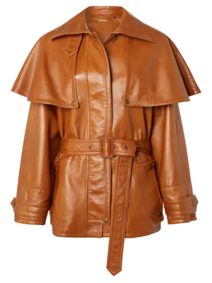 Chloé Cape-effect Belted Leather Jacket