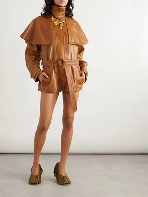 Chloé Cape-effect Belted Leather Jacket