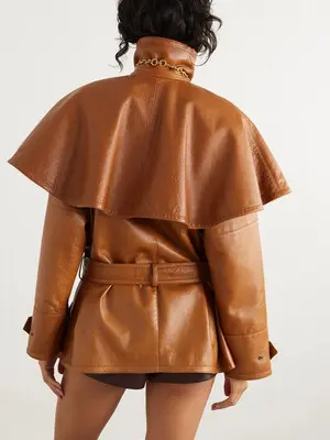 Chloé Cape-effect Belted Leather Jacket