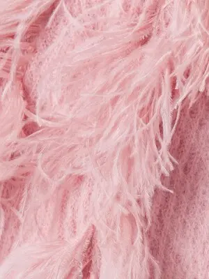 Erdem Cropped Feather-trimmed Mohair-blend Cardigan