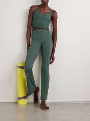 Nike Zenvy Stretch-jersey Flared Leggings - Green