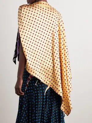 Rabanne Draped Flocked Printed Satin Shawl