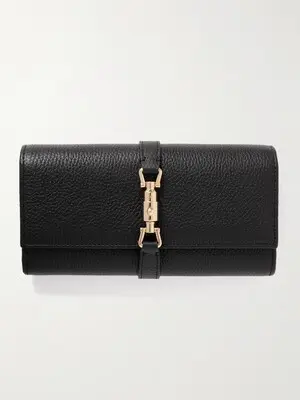Gucci Jackie 1961 Embellished Textured-leather Continental Wallet - Black