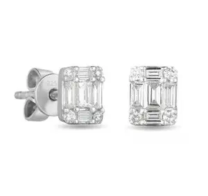 DONATELLO GIAN Sterling Crystal Stud Earrings - Silver