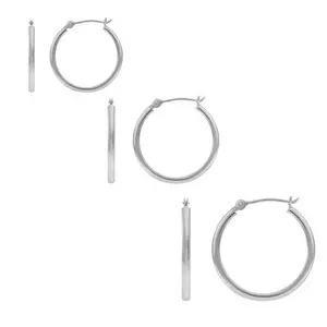 DONATELLO GIAN Name's Sterling Hoop Earring Set - Silver