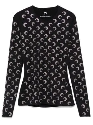 MARINE SERRE Crescent Moon Strass-embellished Top
