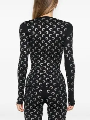 MARINE SERRE Crescent Moon Strass-embellished Top