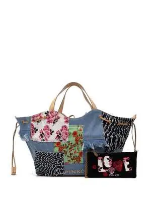 Pinko Floral-print Tote Bag - Blue