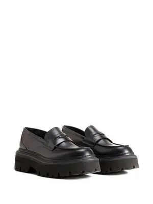 Woolrich Round Toe Leather Loafers