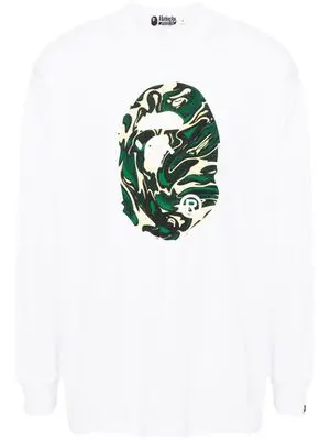 A BATHING APE Marbling Camo Logo T-shirt - White
