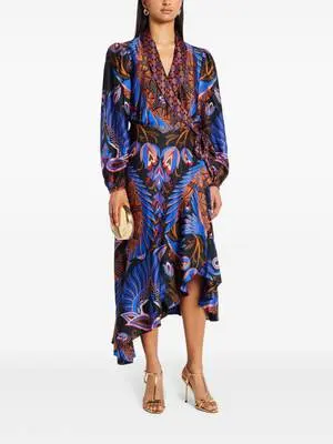 Farm Rio Asymmetric Floral Midi Dress
