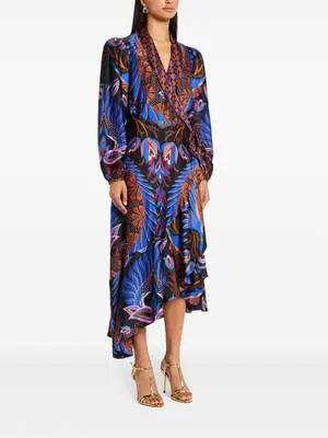 Farm Rio Asymmetric Floral Midi Dress