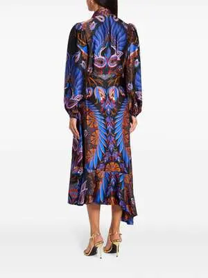Farm Rio Asymmetric Floral Midi Dress