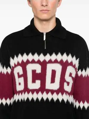 Gcds Logo-intarsia Sweater - Black