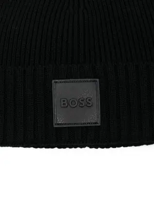 BOSS Logo-patch Beanie - Black