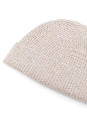Sunspel Cashmere Ribbed Beanie - Neutrals