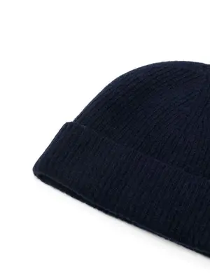 Sunspel Cashmere Ribbed Beanie - Blue