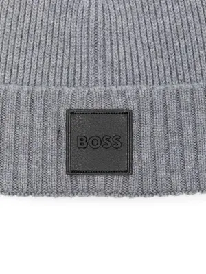BOSS Logo-patch Beanie - Grey