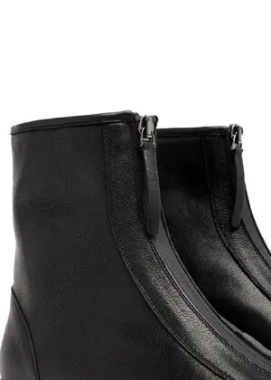 Legres Grained Leather Ankle Boots - Black