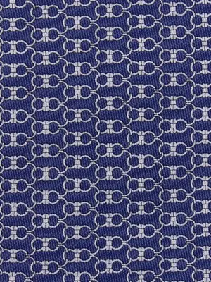 FERRAGAMO Gancini Print Silk Tie - Blue