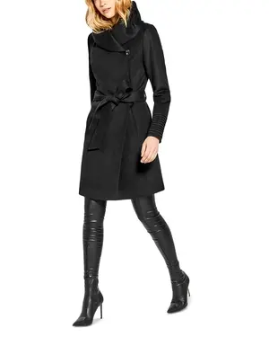 Sentaler Hooded Mid Length Wrap Coat - Black