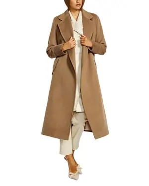Sentaler Long Notched Collar Wrap Coat - Dark Camel