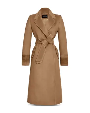 Sentaler Long Notched Collar Wrap Coat - Dark Camel