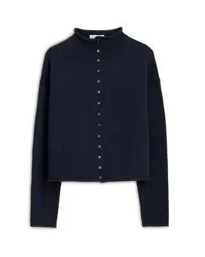 ALEX MILL Taylor Rollneck Cardigan - Navy