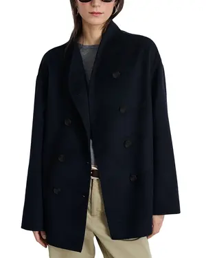 ALEX MILL Sophia Double Breasted Wool Coat Dark Navy