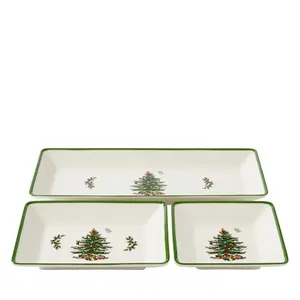 SPODE Christmas Tree Traditional 3 Piece Nesting Tray Set