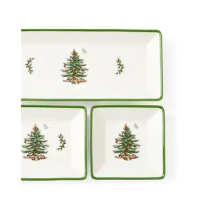 SPODE Christmas Tree Traditional 3 Piece Nesting Tray Set