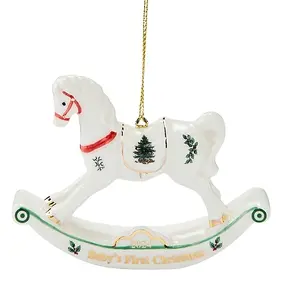 SPODE Christmas Tree Baby's First Horse Ornament 2024 - Green