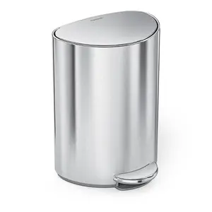 SIMPLEHUMAN 6 Liter Semi-round Bathroom Trash Can With Liner Pocket - Silver